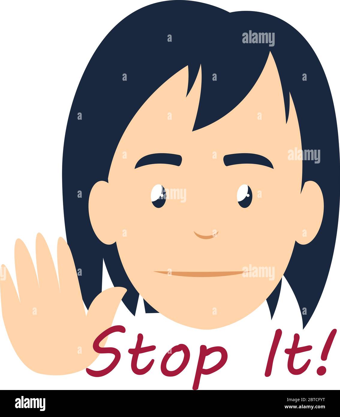 Girl saying stop it, illustration, vector on white background Stock ...