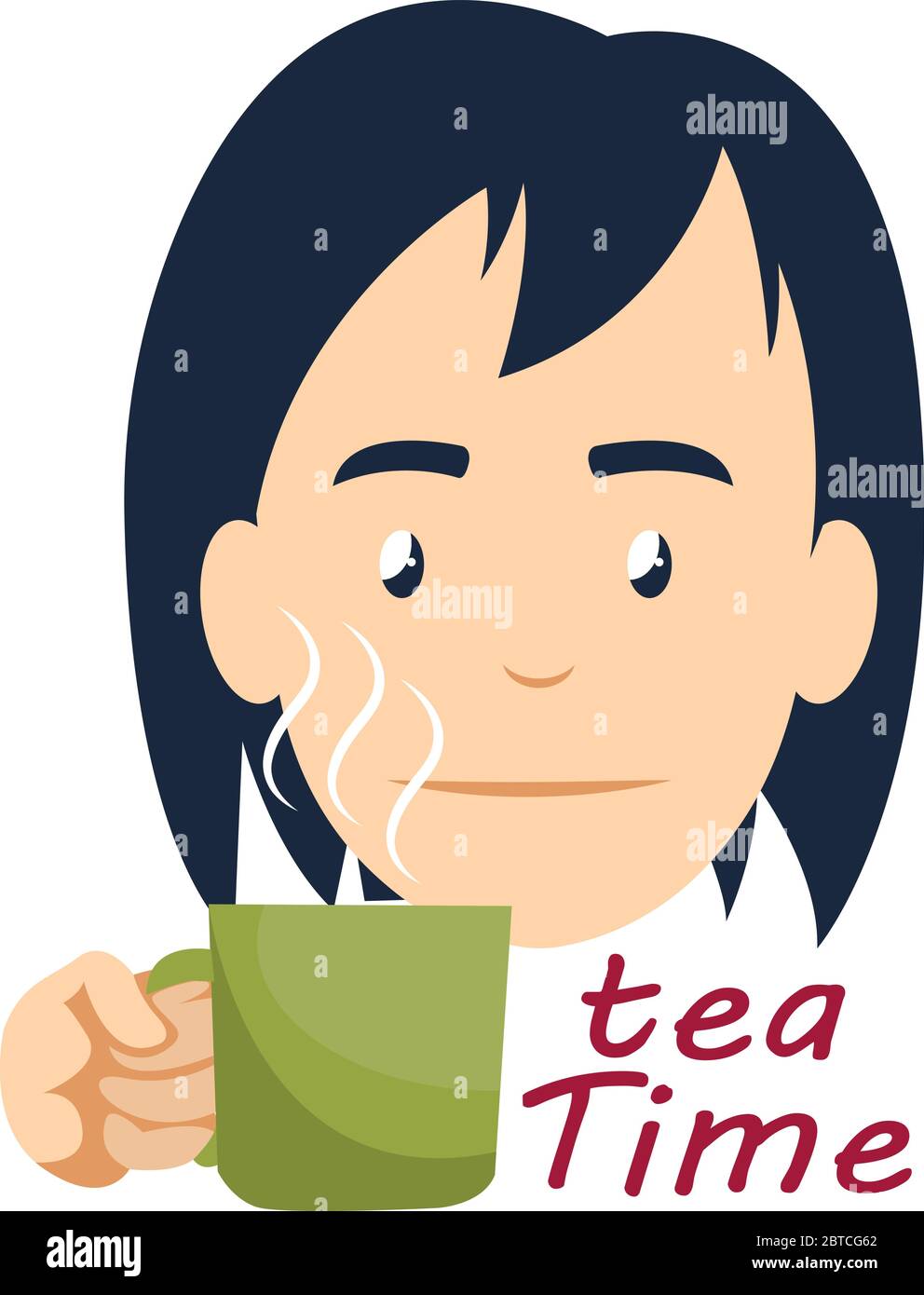Girl drinking tea, illustration, vector on white background Stock ...