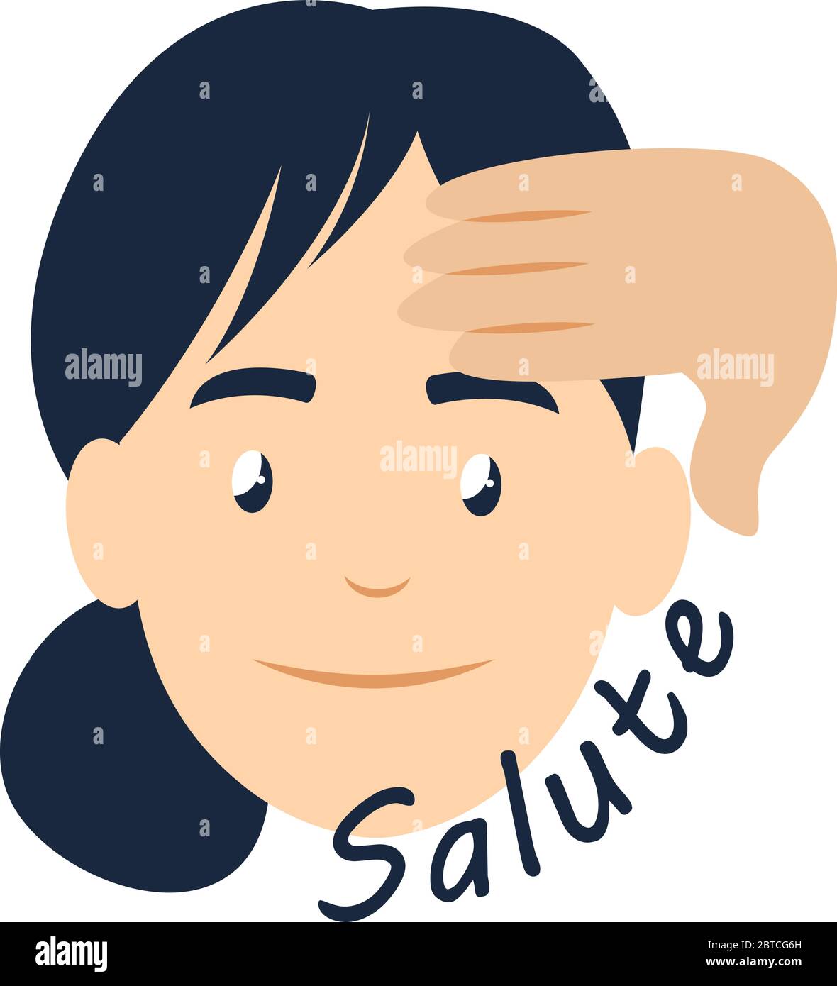 Girl saluting, illustration, vector on white background Stock Vector ...