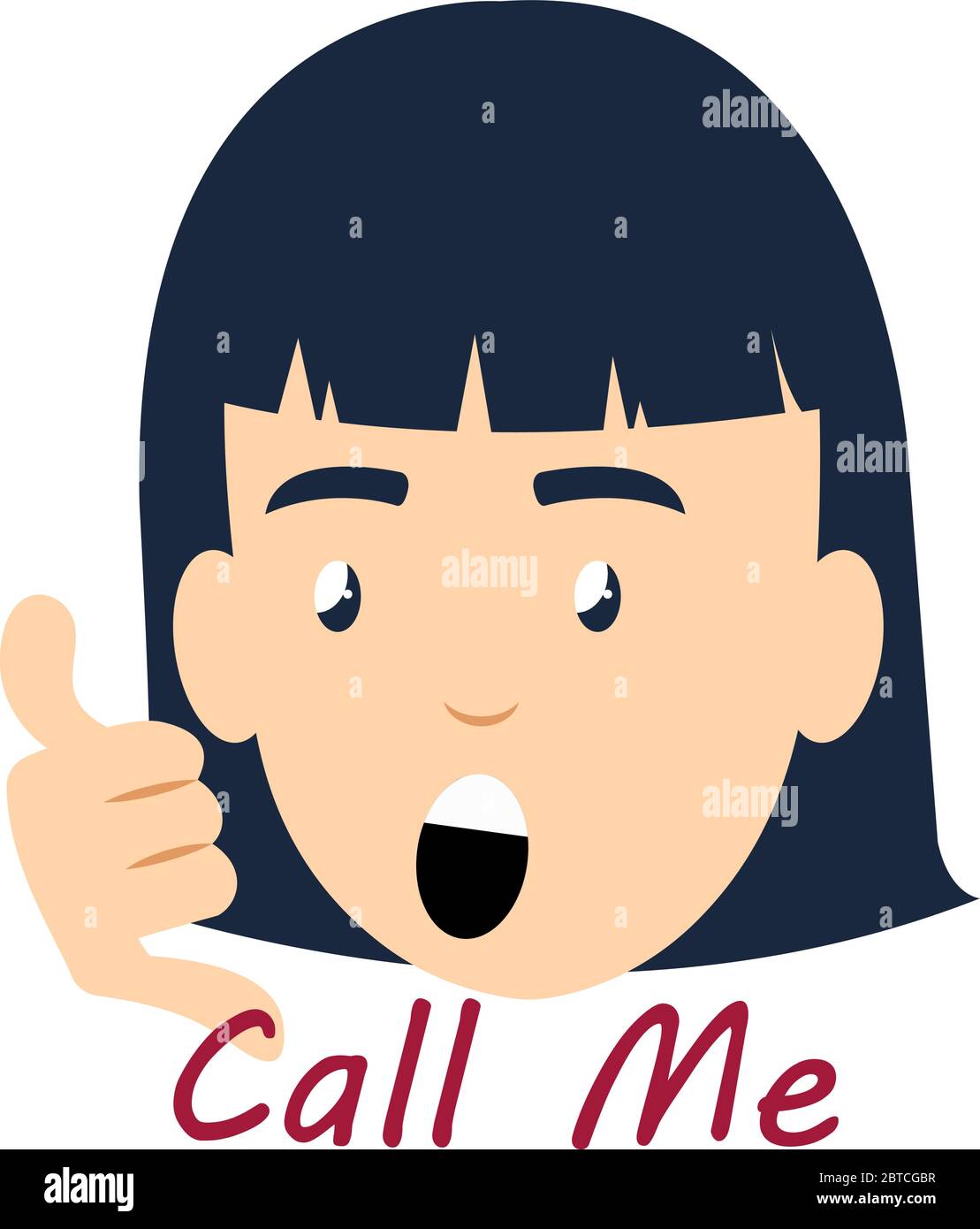 Girl saying call me, illustration, vector on white background Stock ...