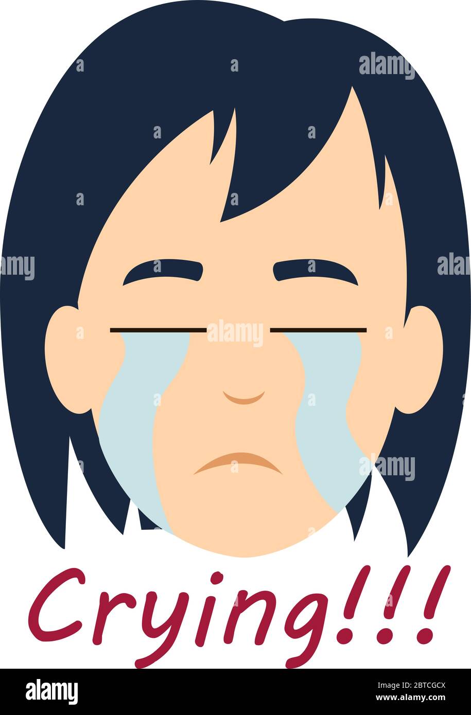 Crying girl, illustration, vector on white background Stock Vector ...
