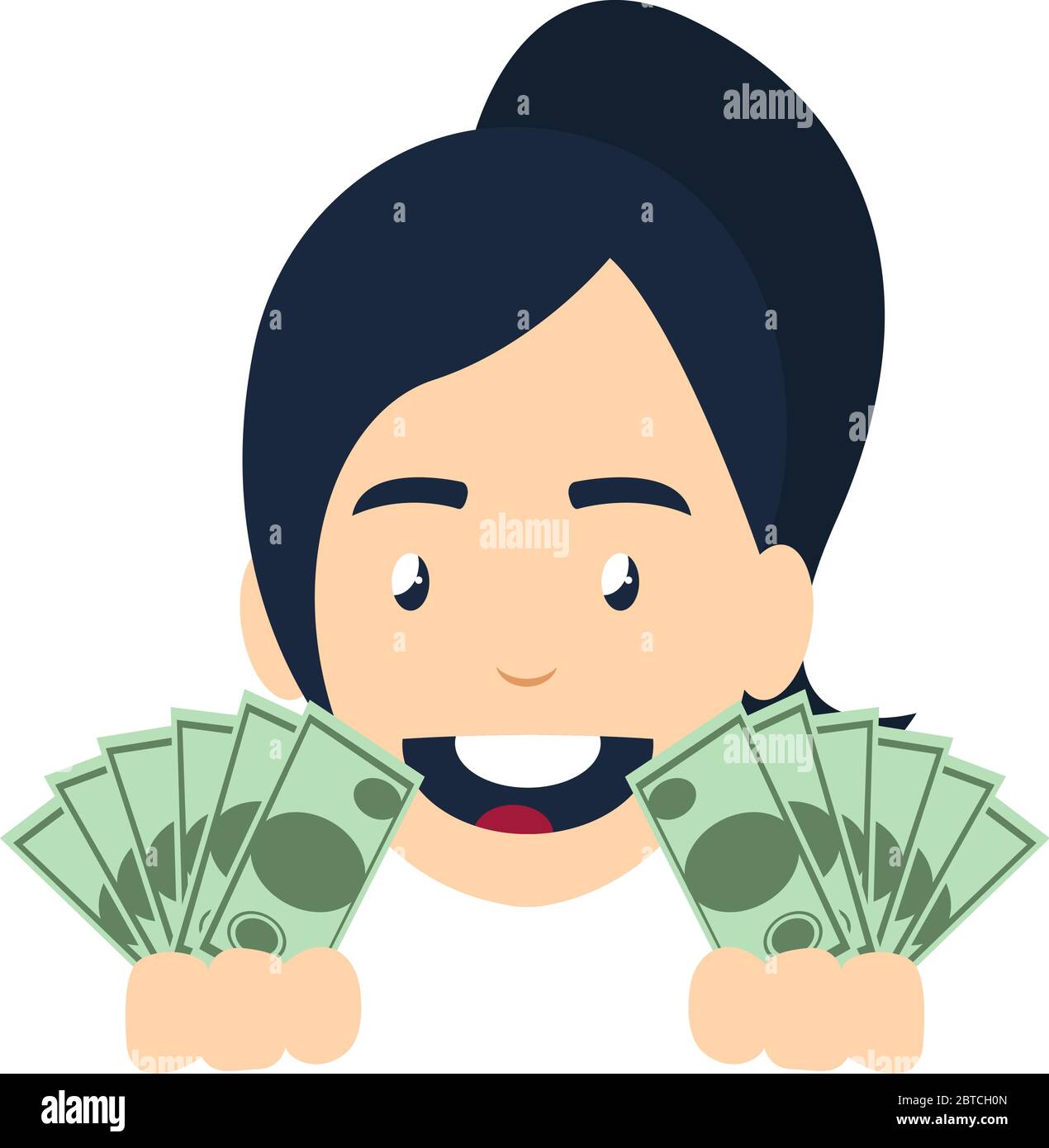 Girl with money, illustration, vector on white background Stock Vector ...