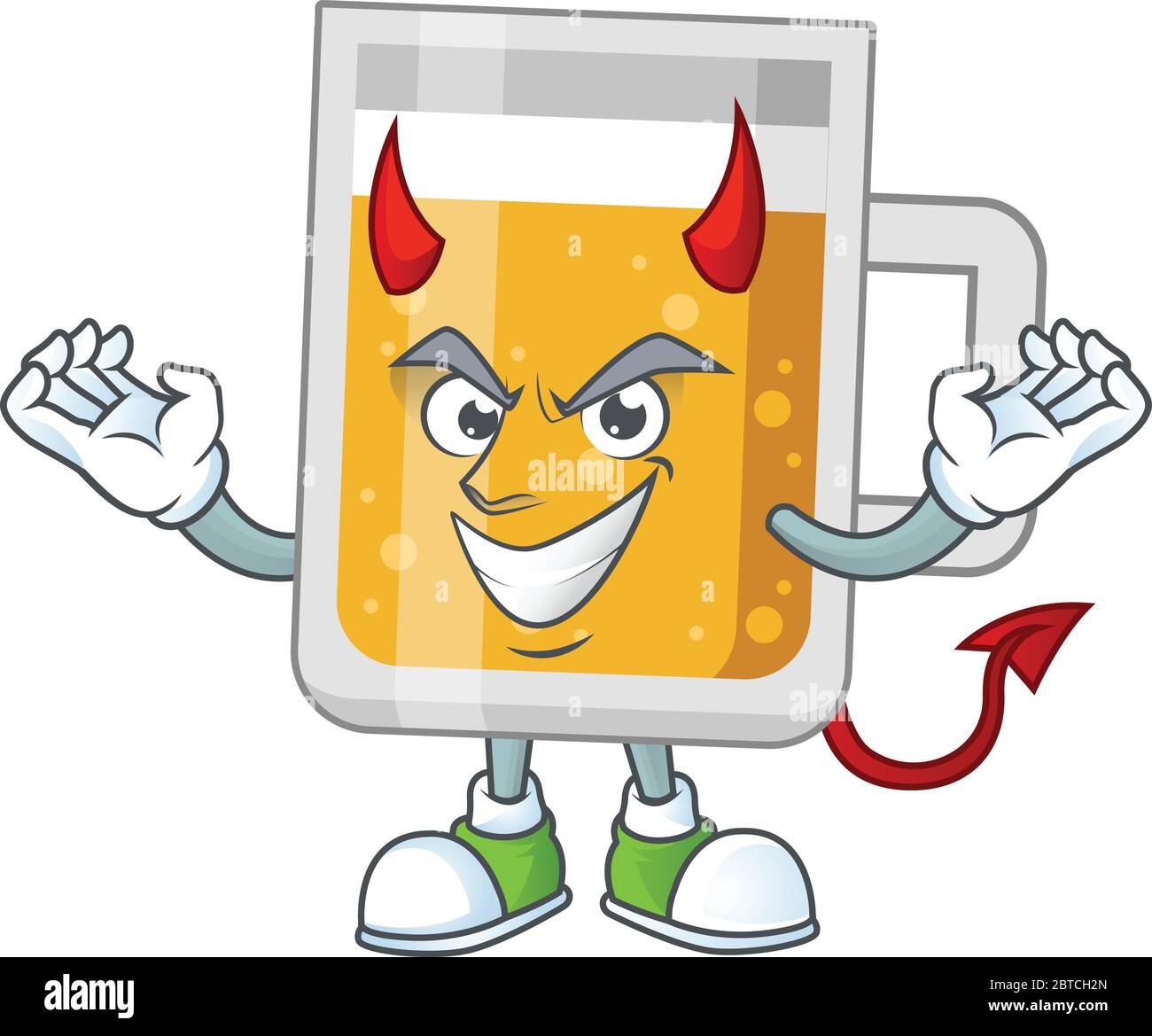 A cartoon image of glass of beer as a devil character Stock Vector ...