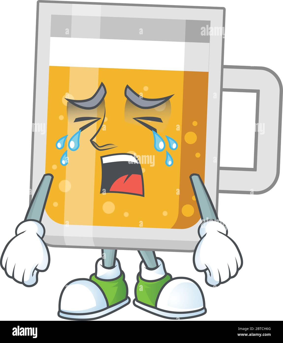 A crying glass of beer cartoon character drawing concept Stock Vector ...