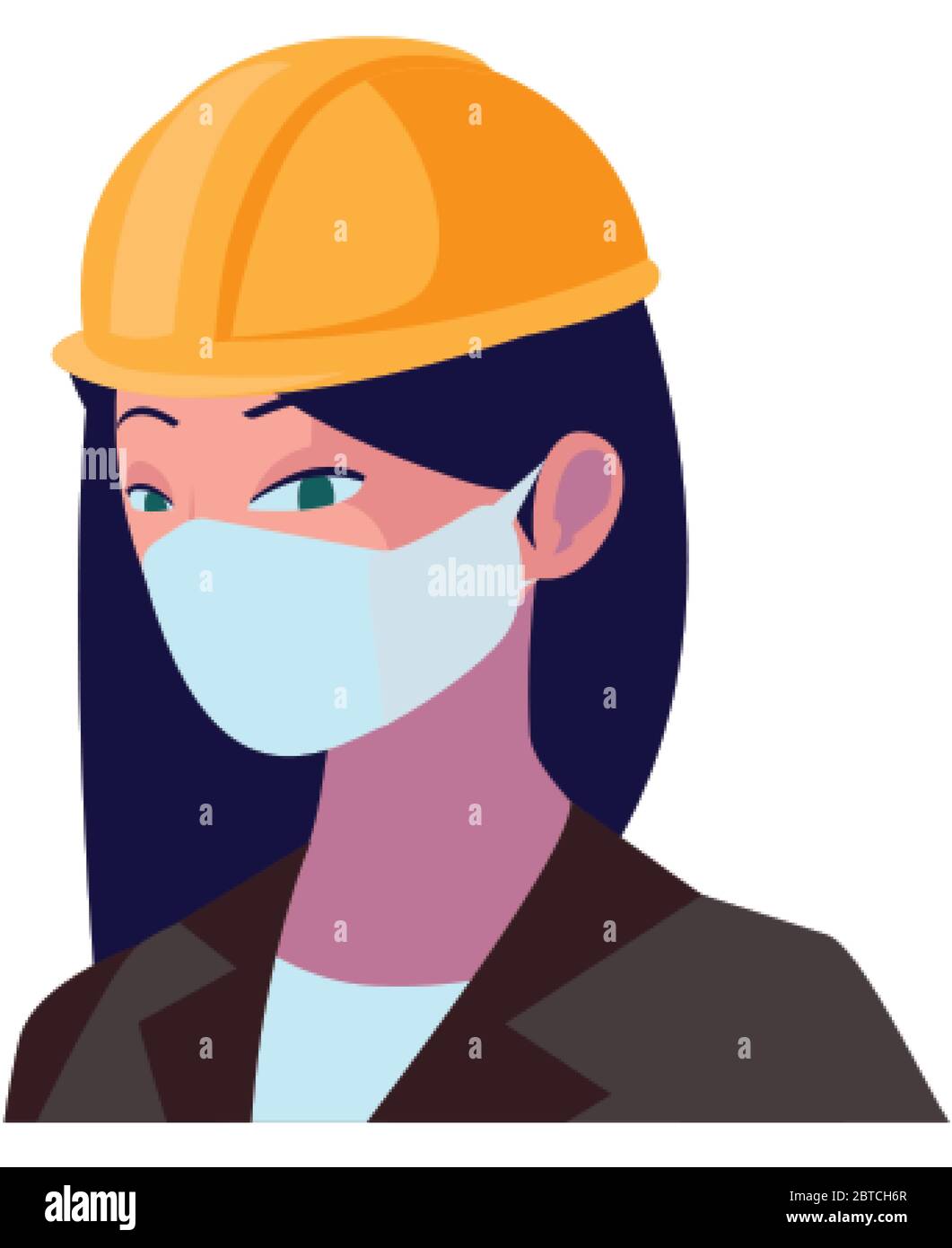 industrial worker woman wearing face mask vector illustration design ...