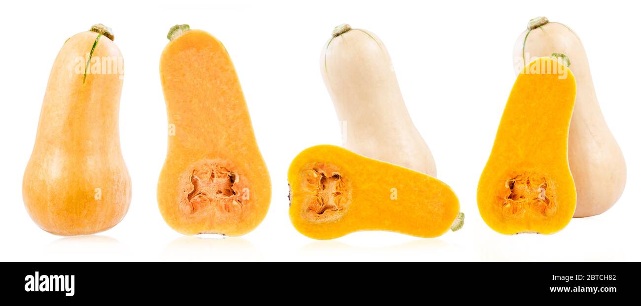 Set of Fresh butternut squash isolated on a white background Stock ...