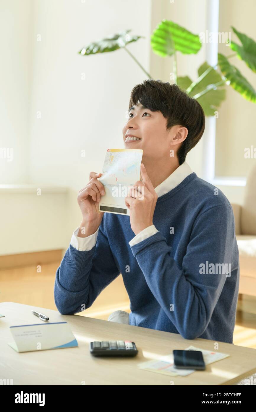 Single life concept, young cheerful Asian man's daily life 235 Stock ...
