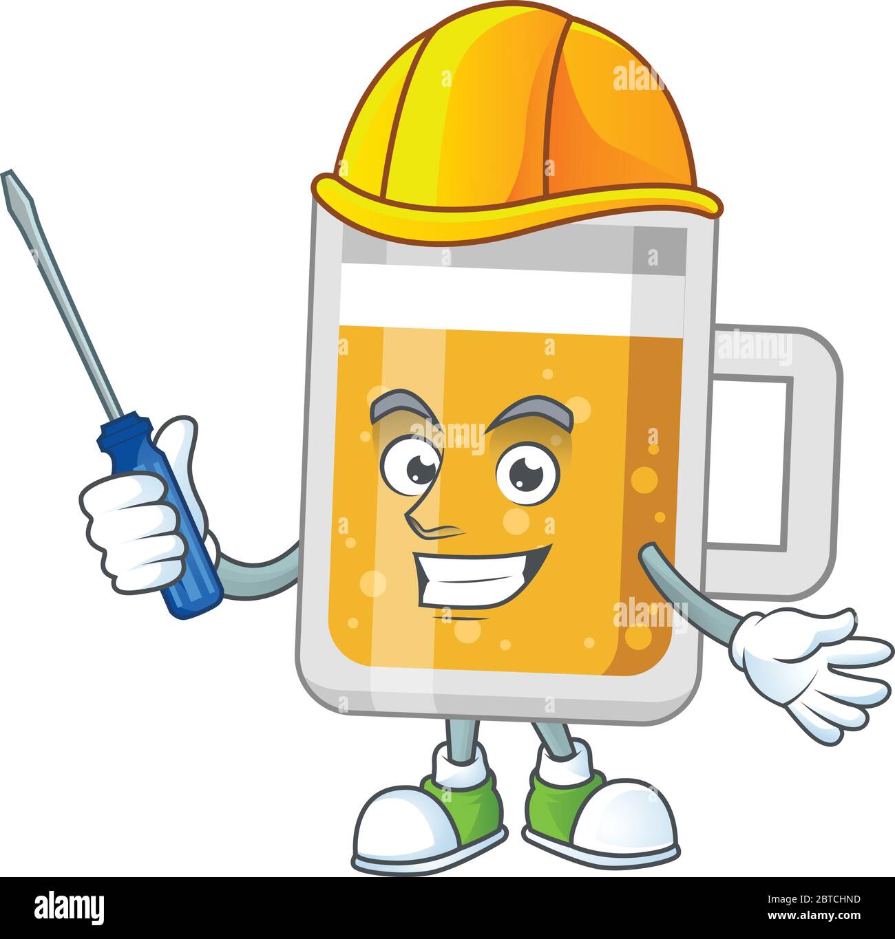 A cartoon image of glass of beer in a automotive character Stock Vector ...