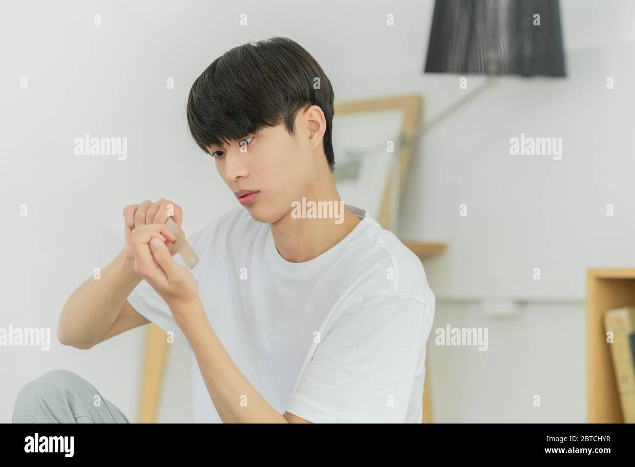 Single life concept, young cheerful Asian man's daily life 103 Stock ...