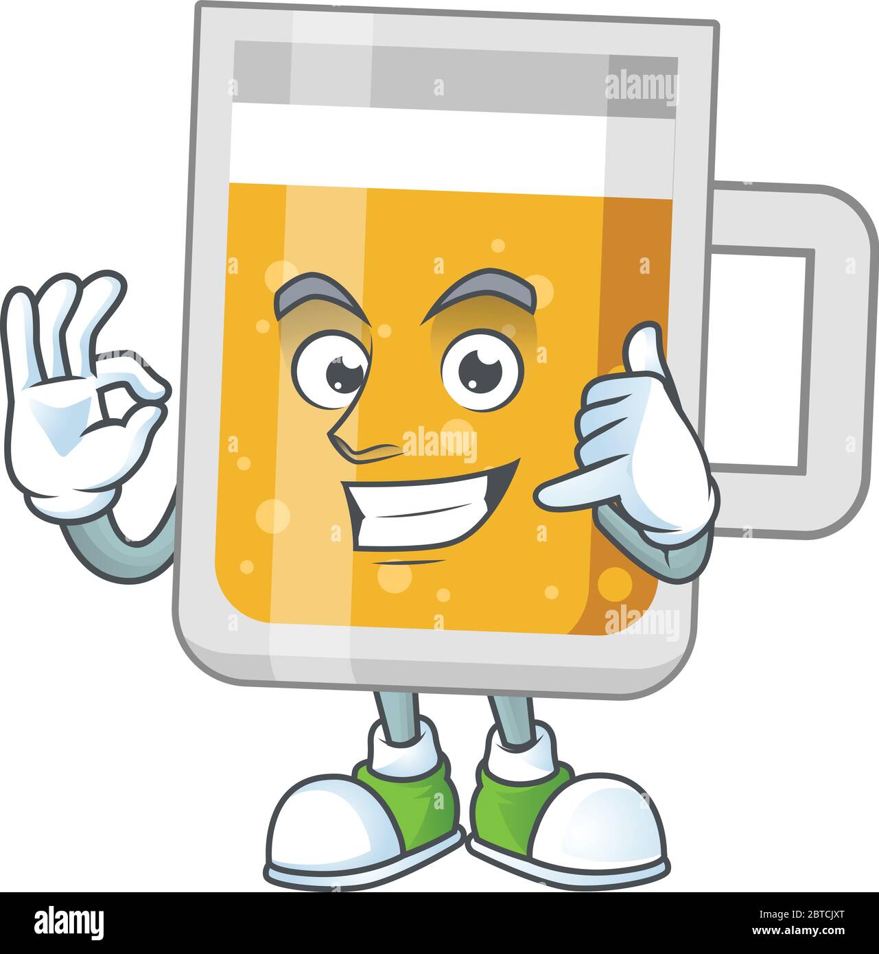 cartoon picture of glass of beer make a call gesture Stock Vector Image ...