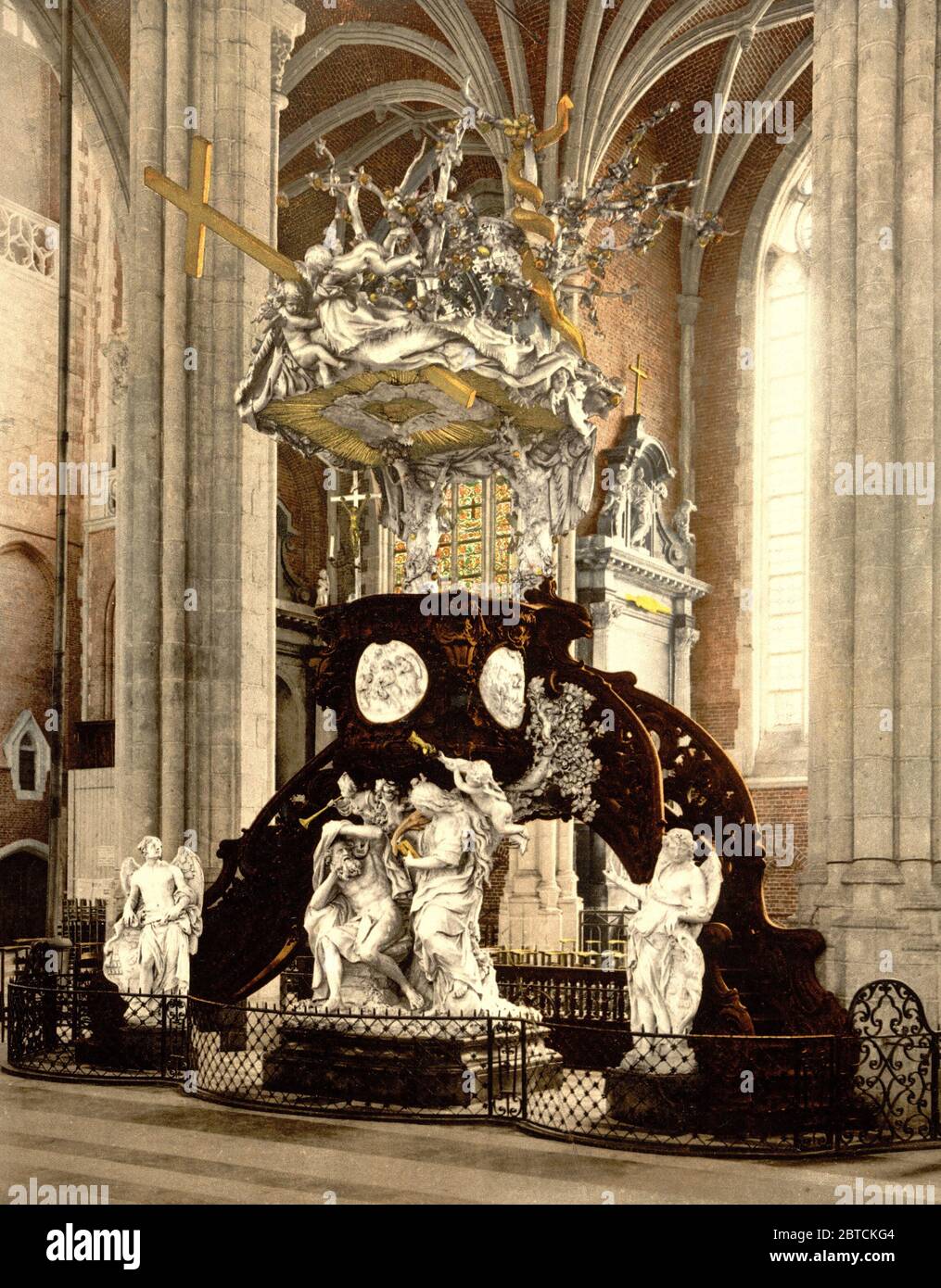 St. Bavon Abbey, pulpit, Ghent, Belgium ca. 1890-1900 Stock Photo - Alamy