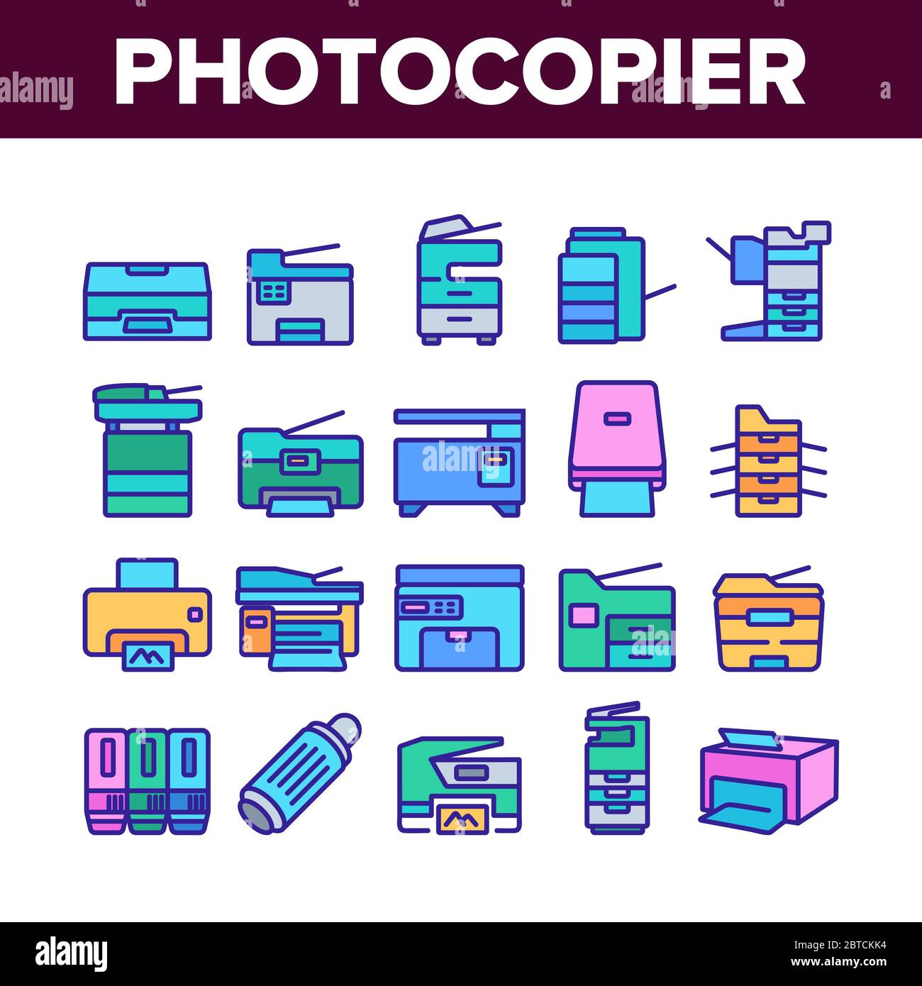 Photocopier Device Collection Icons Set Vector Stock Vector Image & Art ...
