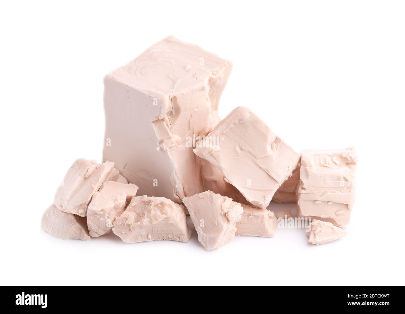 Fresh pressed yeast, isolated on white background. Compressed fresh ...