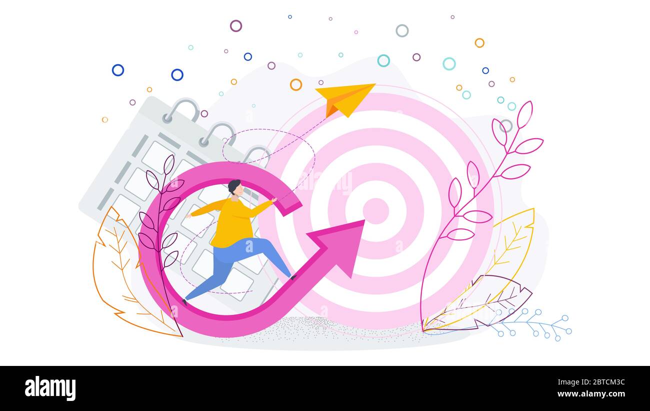 Man runs up the ascending arrow of success to the goal Stock Vector ...