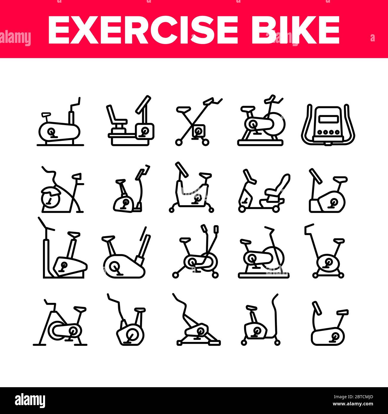 Exercise Bike Sport Collection Icons Set Vector Stock Vector Image ...
