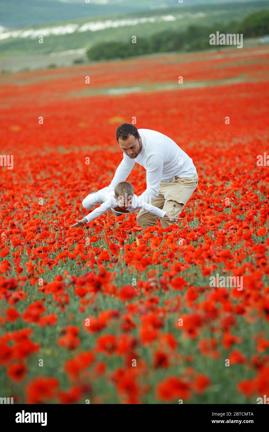 Father with his son in nature Stock Photo - Alamy