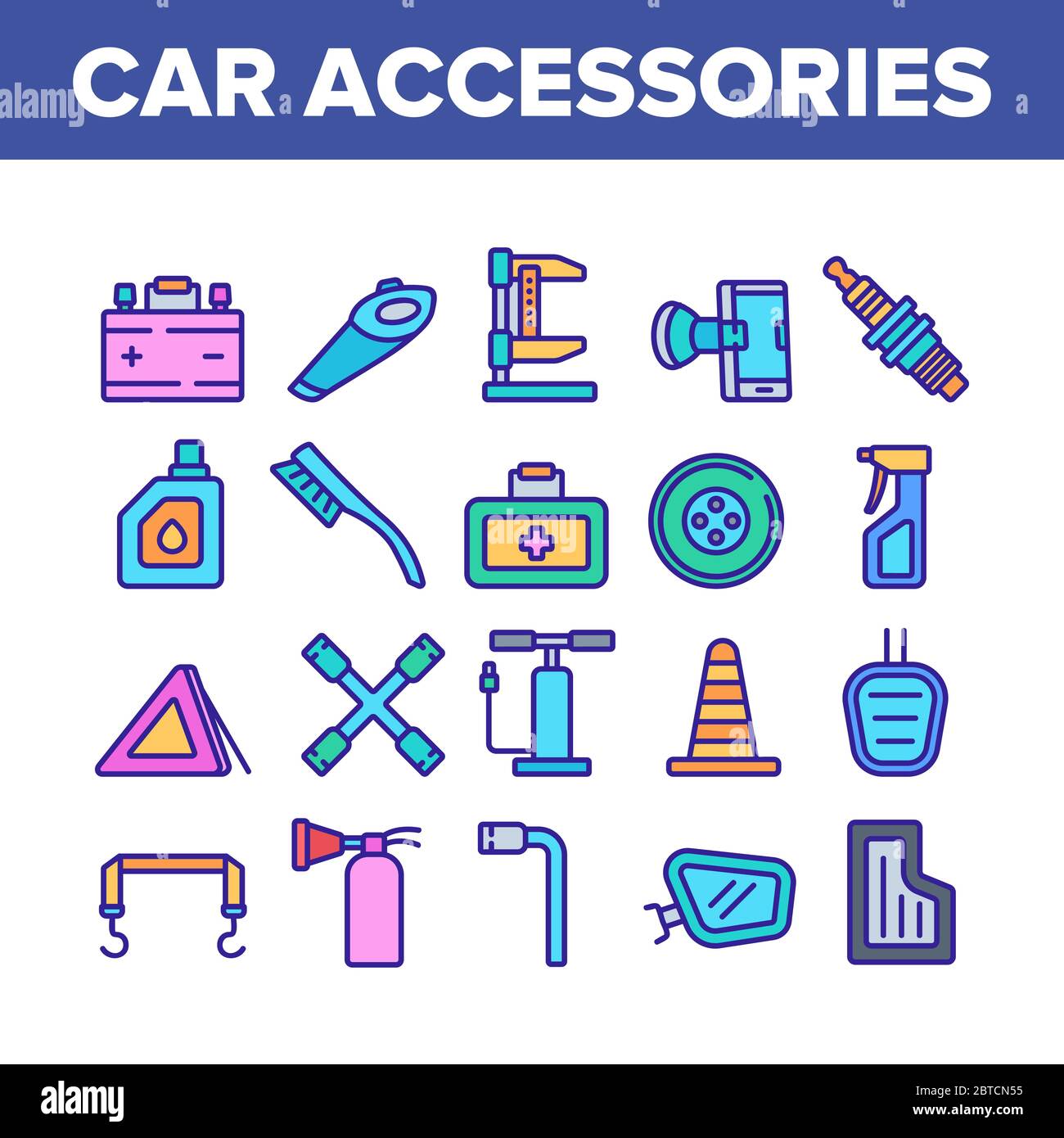 Car Accessories Tool Collection Icons Set Vector Stock Vector Image ...