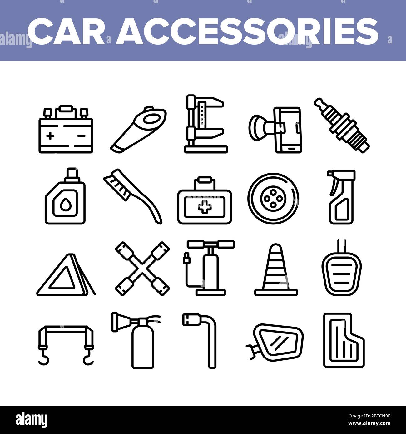 Car Accessories Tool Collection Icons Set Vector Stock Vector Image ...