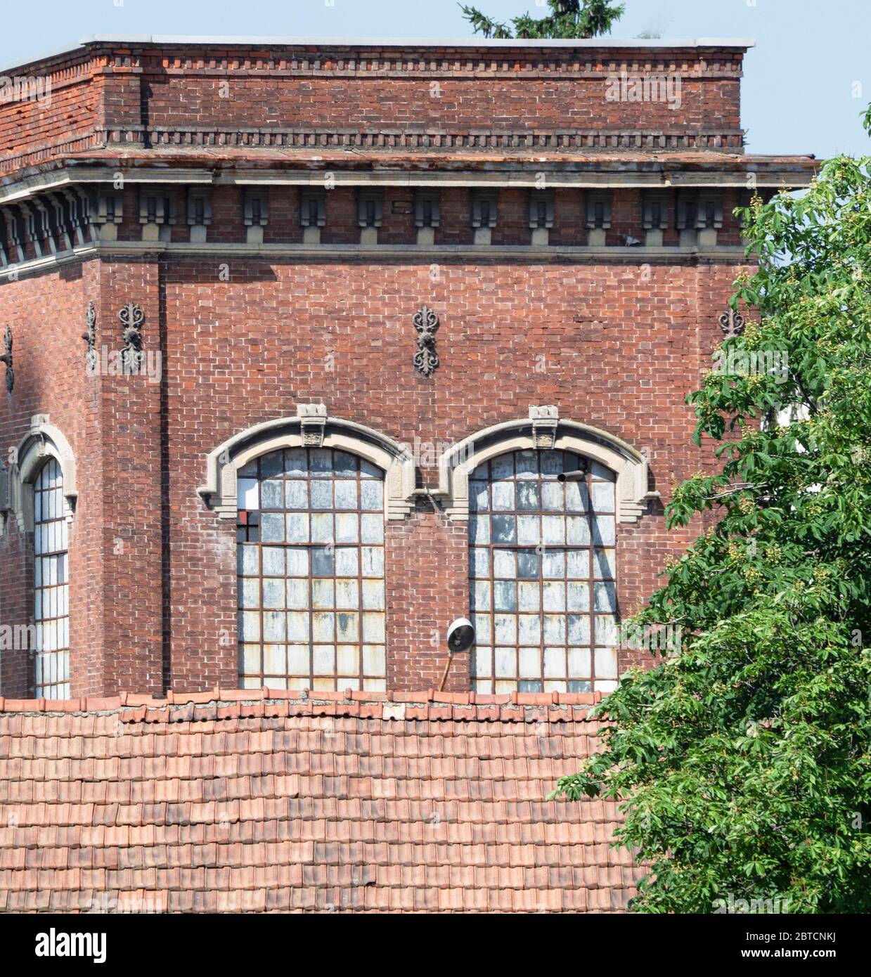 aerial view,brick structure of a textile factory of the last century ...
