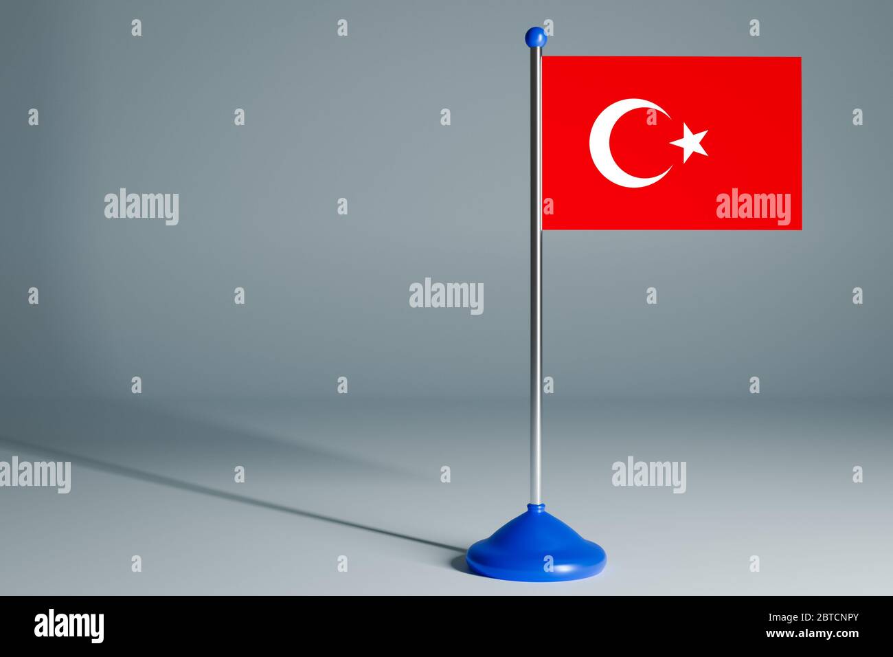 The 3d rendering realistic national flag of Turkey on steel pole on ...