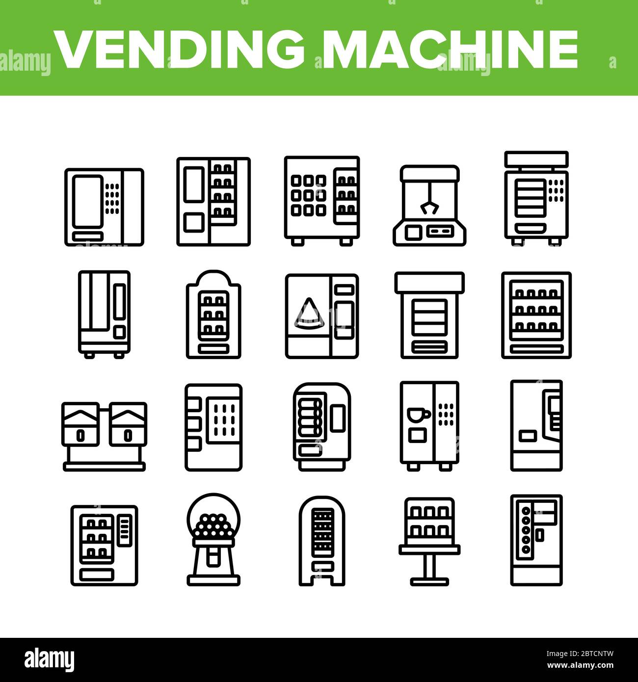 Vending Machine Selling Service Icons Set Vector Stock Vector Image ...