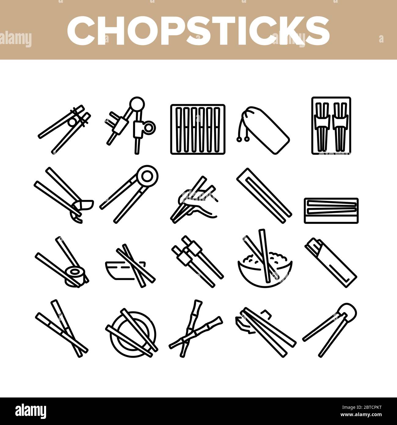 Chopstick Utensil Collection Icons Set Vector Stock Vector Image & Art ...