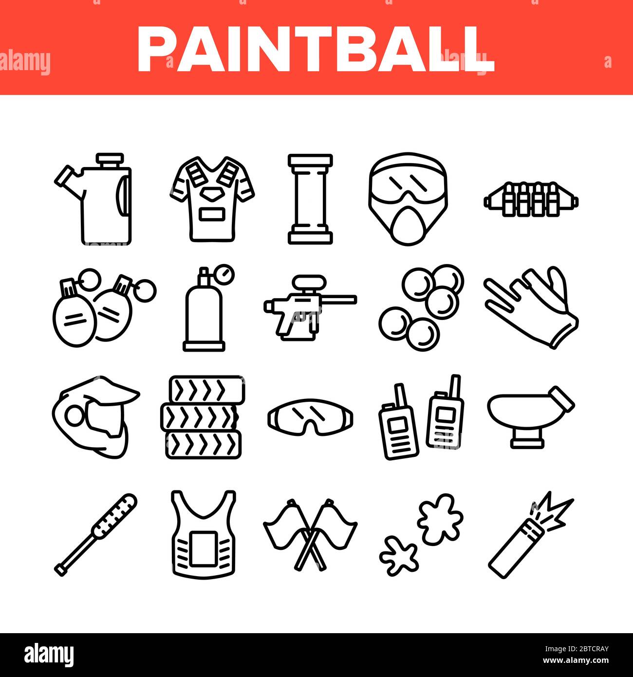 Paintball Game Tool Collection Icons Set Vector Stock Vector Image ...