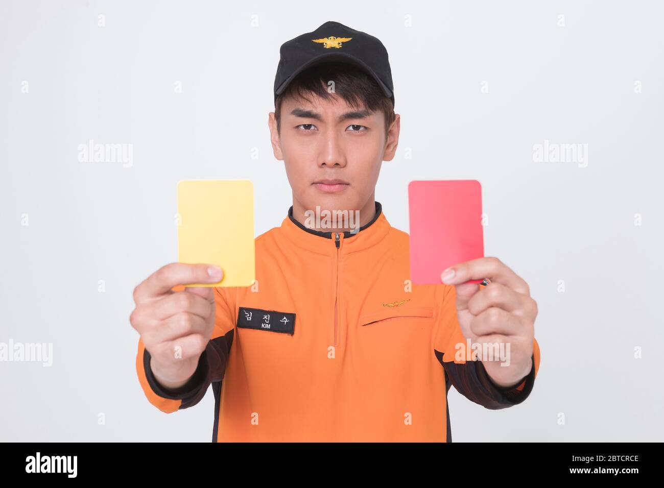 Asian male and female firefighter portrait, young smiling fireman in ...