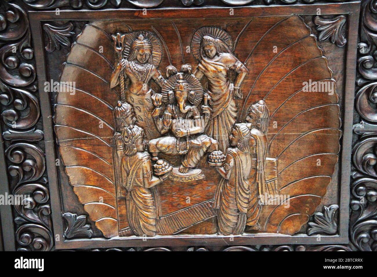 Wooden curving of Hindu Indian God at temple, Traditional woodcarving ...