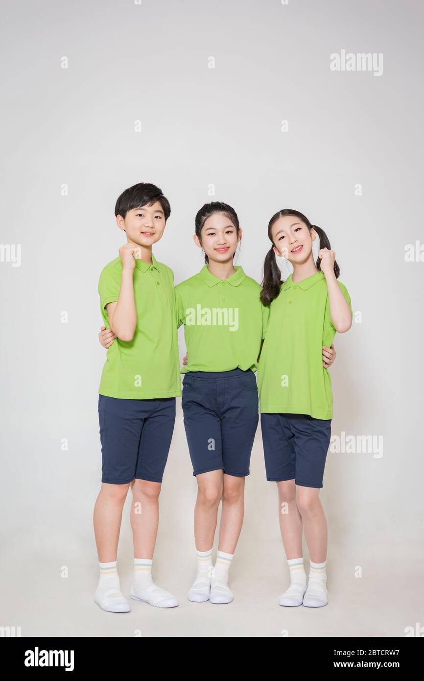 Group of school students portrait, happy smiling male and female ...