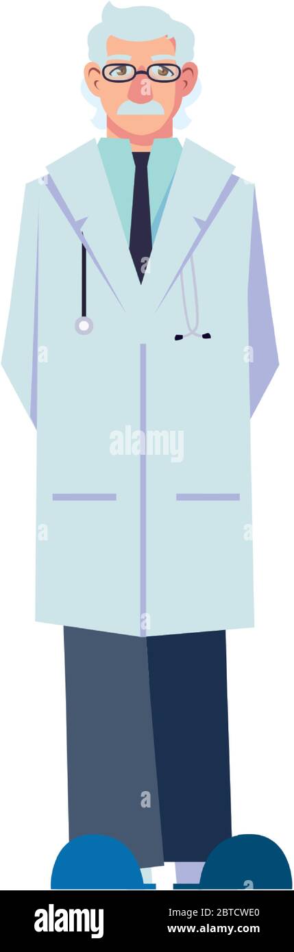 Old man doctor with uniform and glasses design of Medical care health ...
