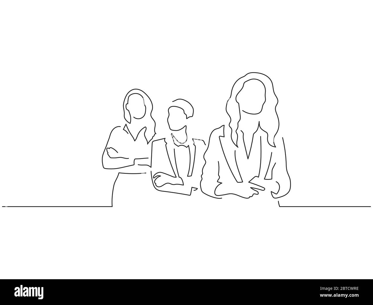 Teamwork line drawing, vector illustration design Stock Vector Image ...