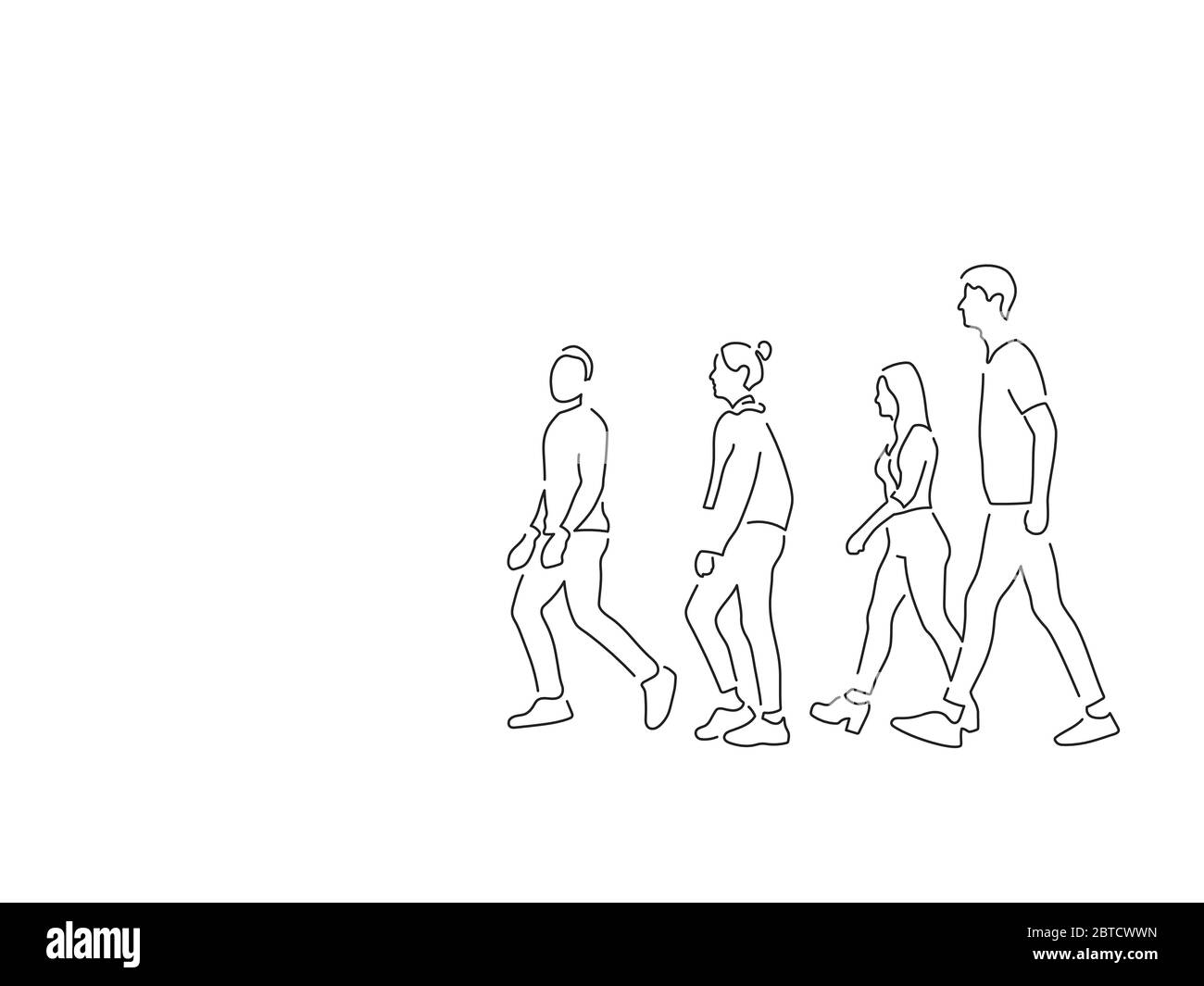 People walking isolated line drawing, vector illustration design Stock ...