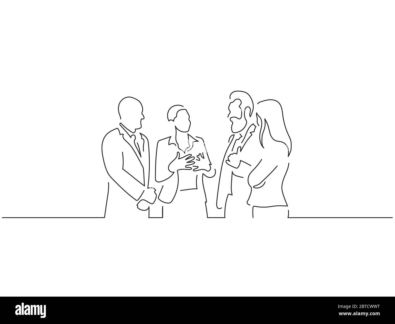 Teamwork line drawing, vector illustration design Stock Vector Image ...