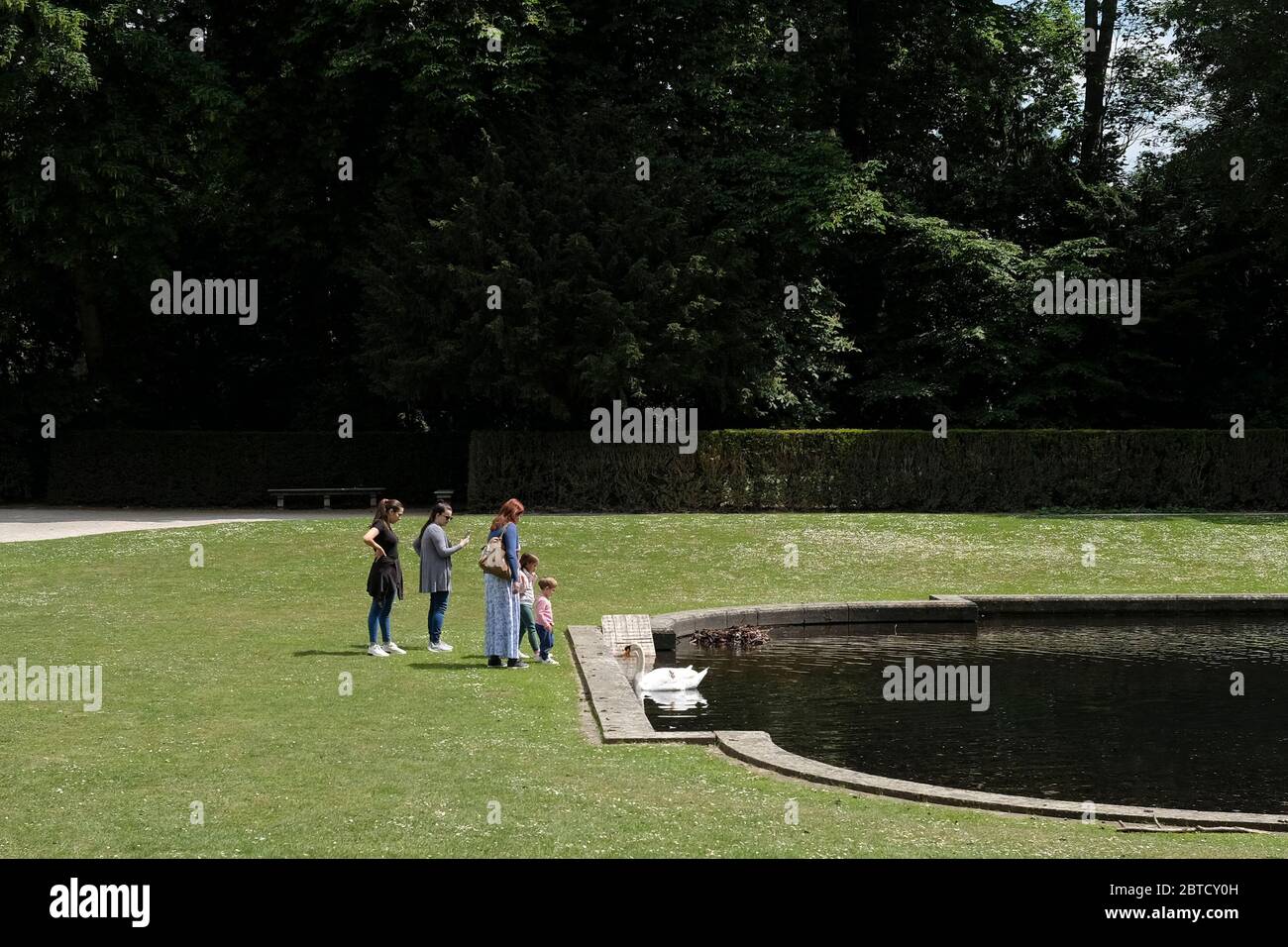 Family at a pond hi-res stock photography and images - Alamy
