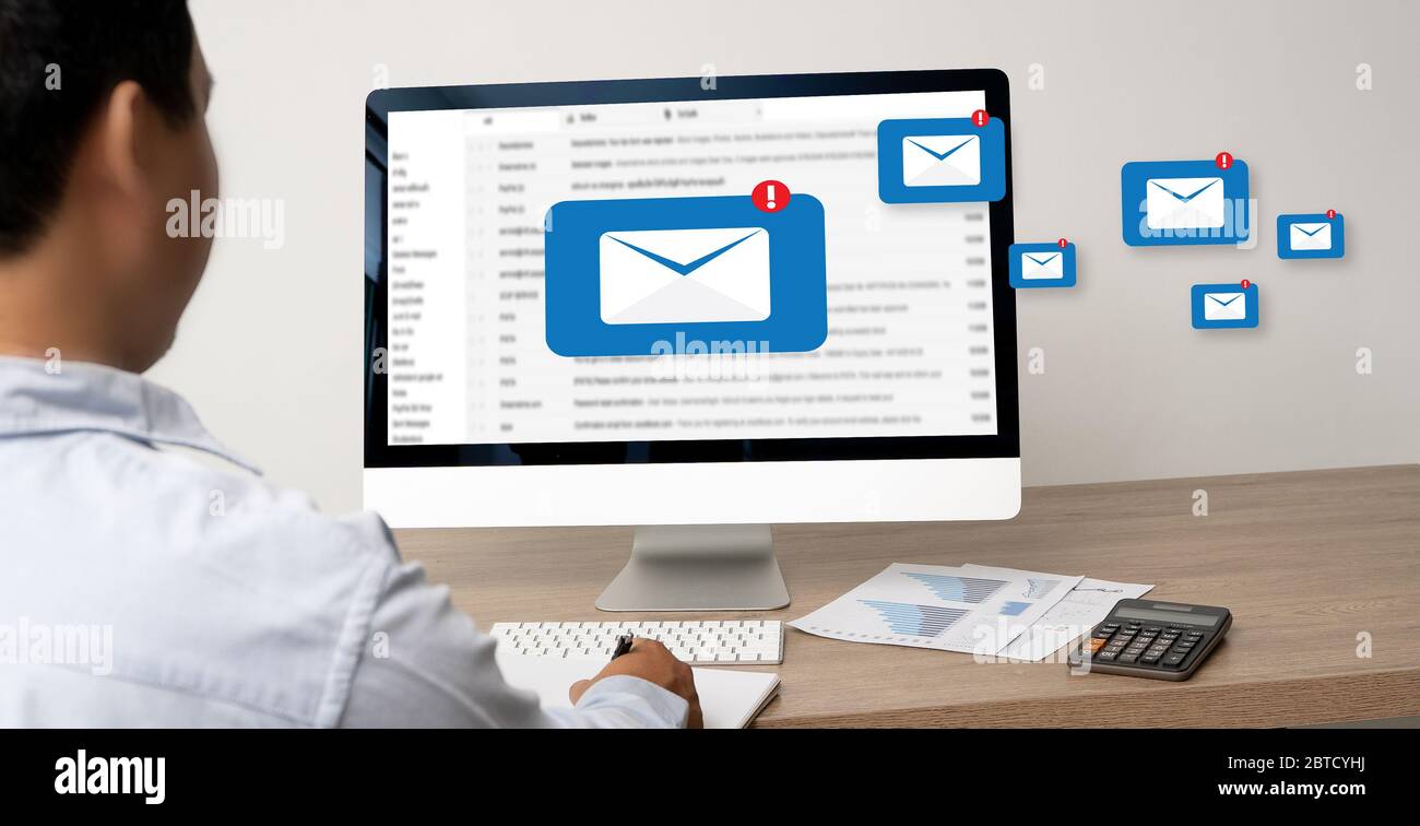 Mail Communication Connection message to mailing contacts phone Global Letters Concept computer ...