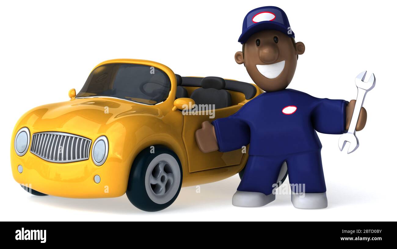 Fun mechanic - 3D Illustration Stock Photo - Alamy