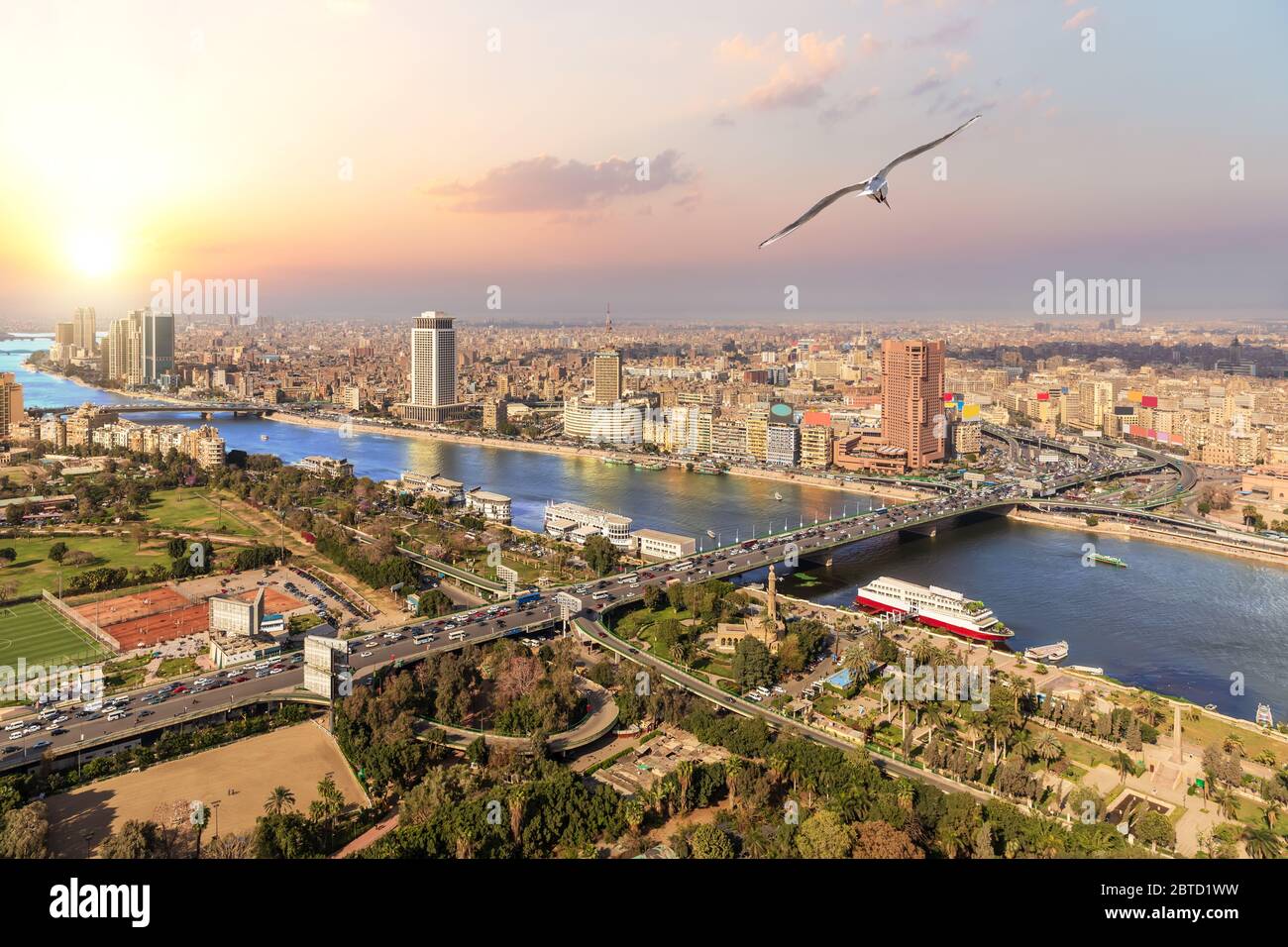 Cairo and the Nile view, sunset photo, Egypt Stock Photo - Alamy