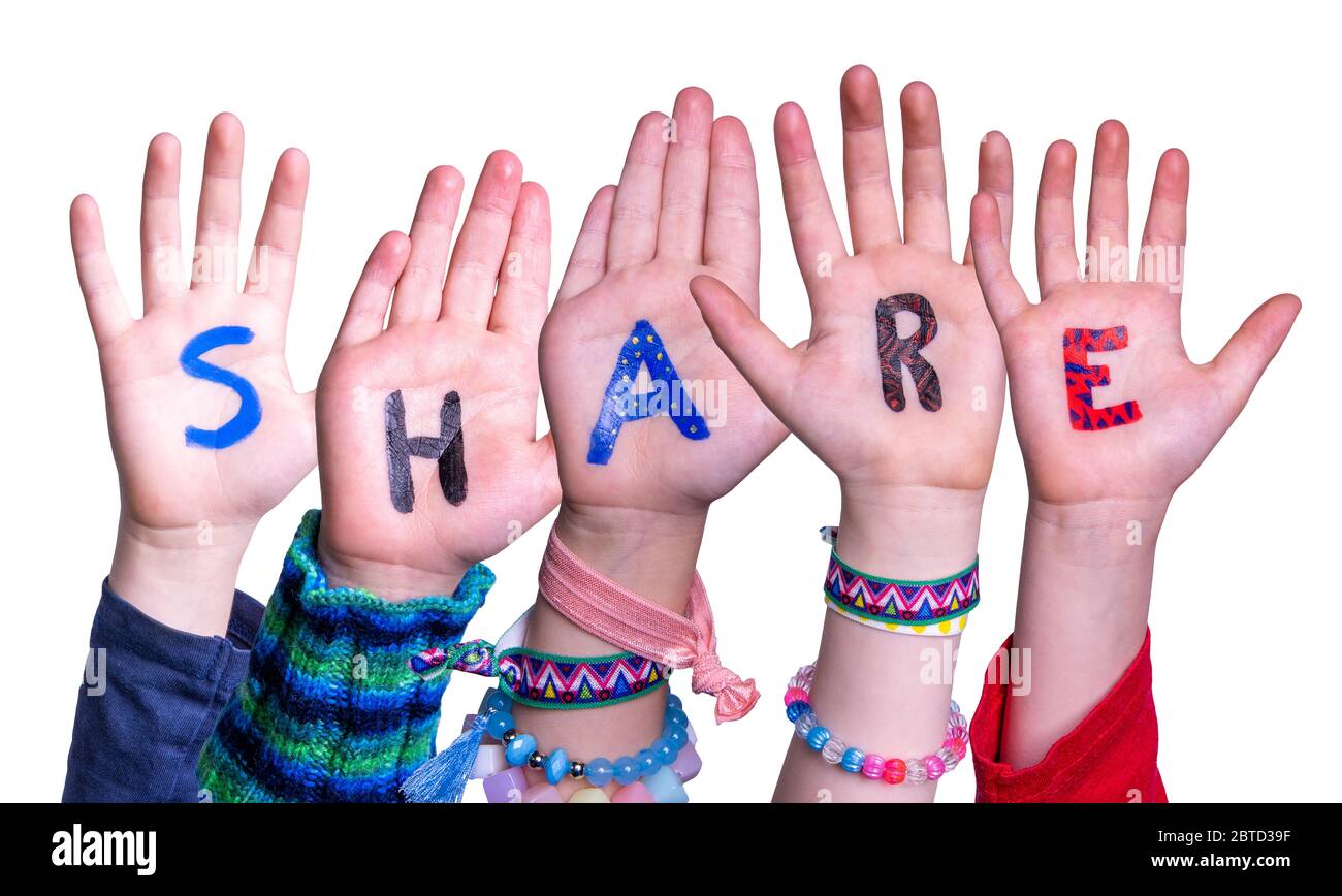 Children Hands Building Word Share, Isolated Background Stock Photo - Alamy