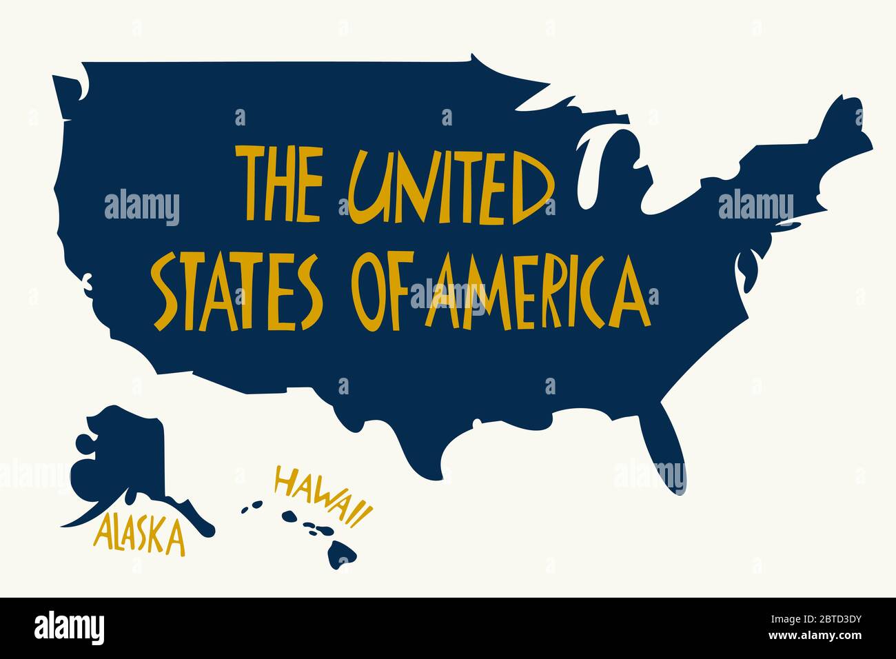 Vector hand drawn stylized map of The United States of America. Travel ...