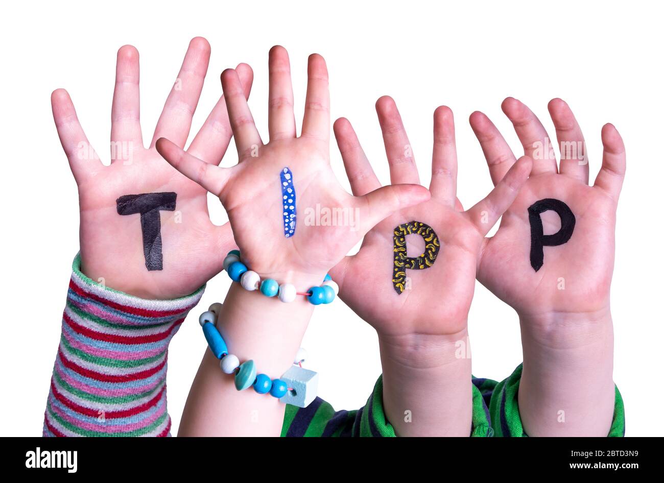 Children Hands Building Word Tipp Means Tip, Isolated Background Stock ...