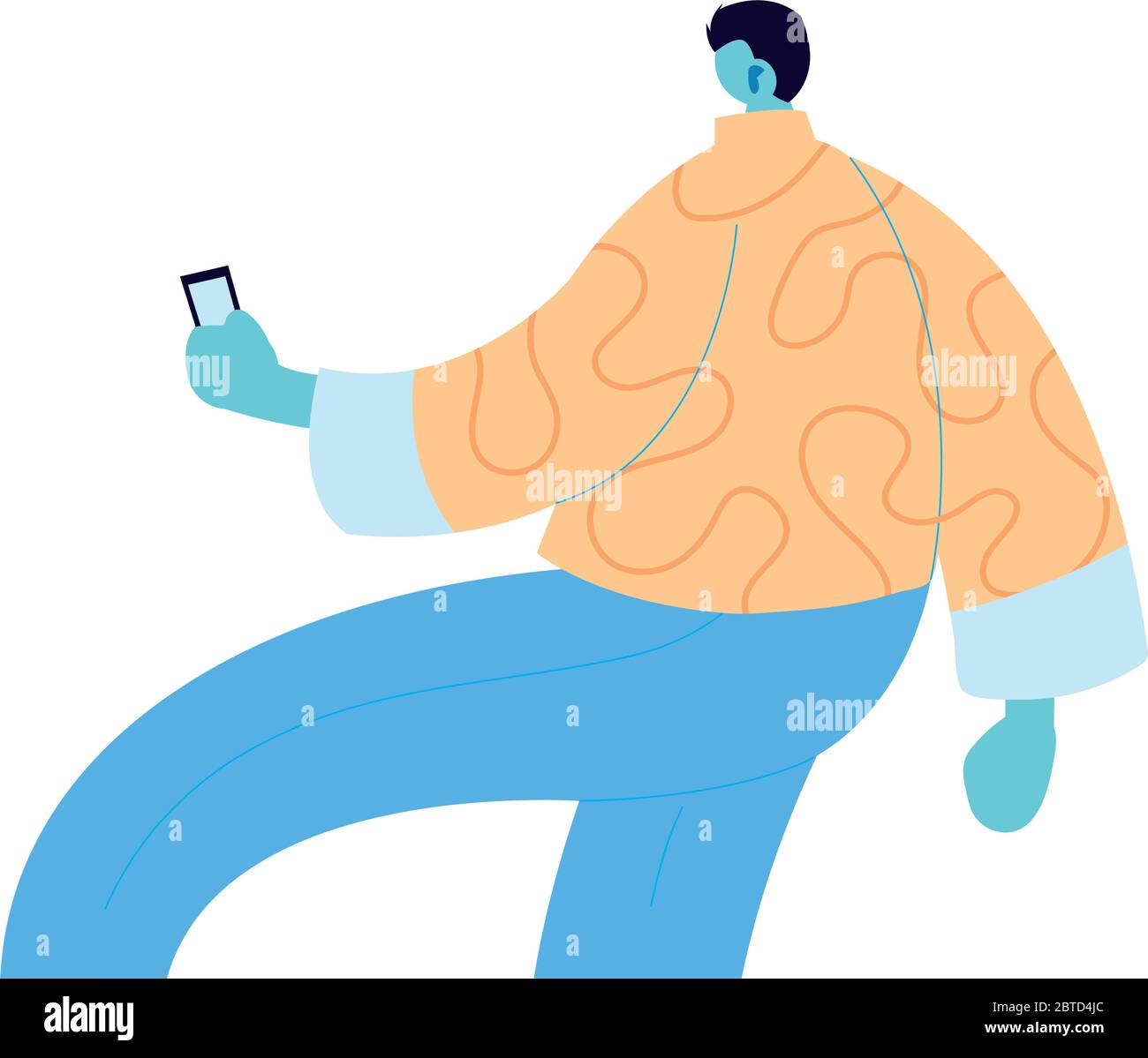 Man cartoon with smartphone chatting design, Message chat and ...