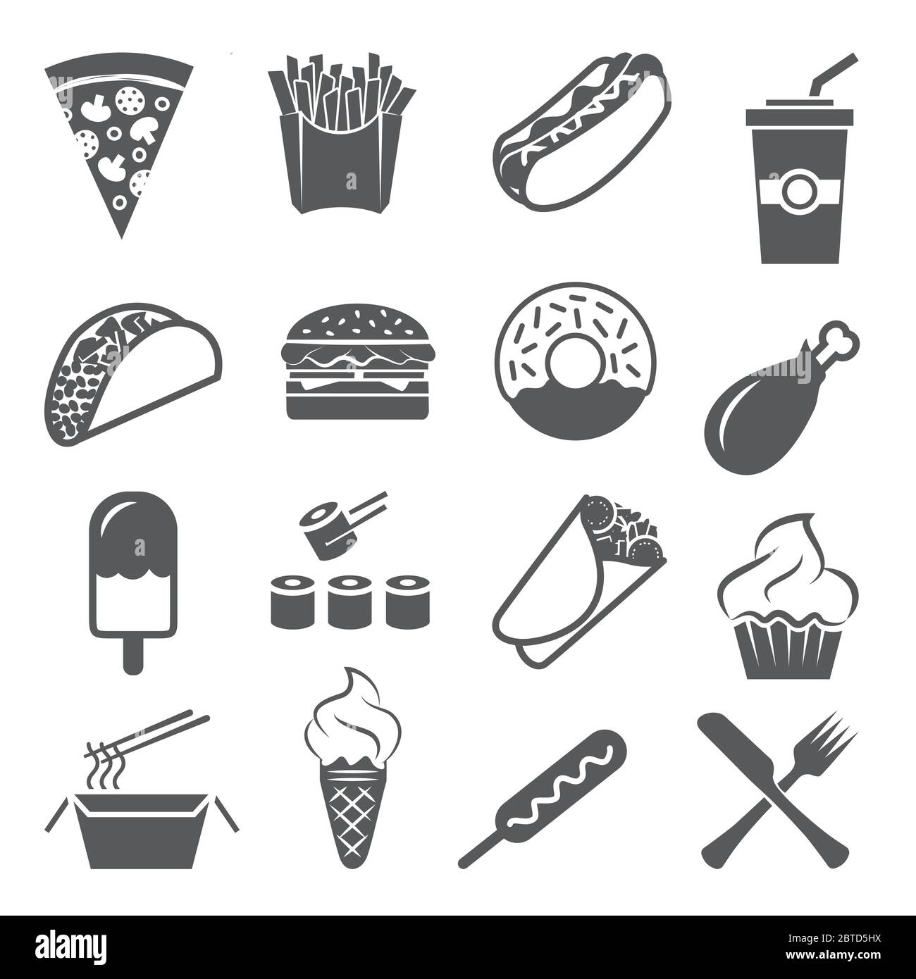 Fast food icons set on white background Stock Vector Image & Art - Alamy
