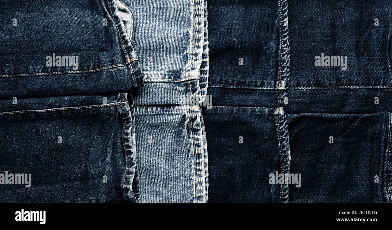 Panoramic texture of old used jeans using as header or background Stock ...