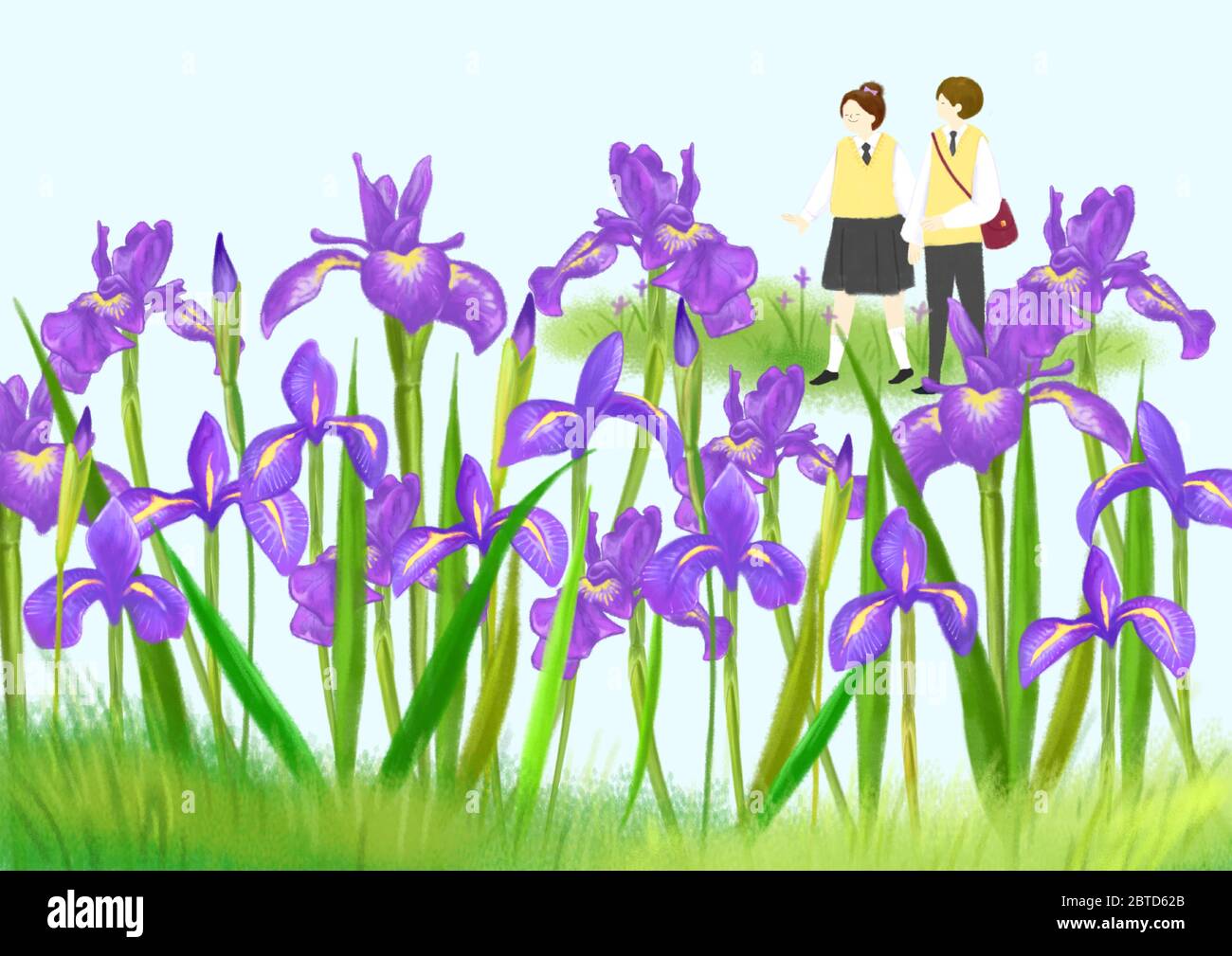 Beautiful spring day with colorful flowers illustration 007 Stock ...