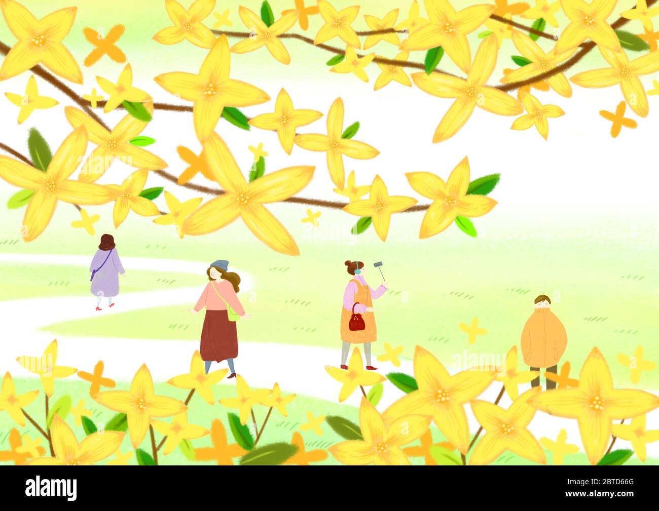 Beautiful spring day with colorful flowers illustration 001 Stock ...