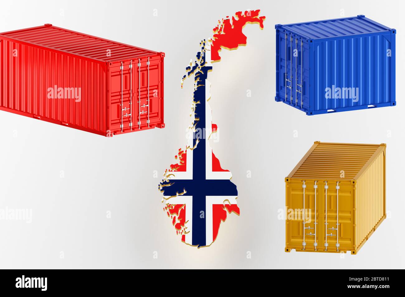 Norway map image with flag. Freight shipping in containers. Export from ...