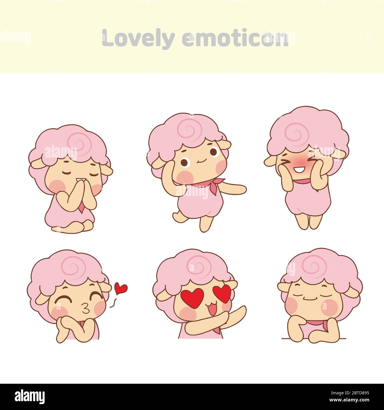 Cute lovely character emoticon set illustration 008 Stock Vector Image ...