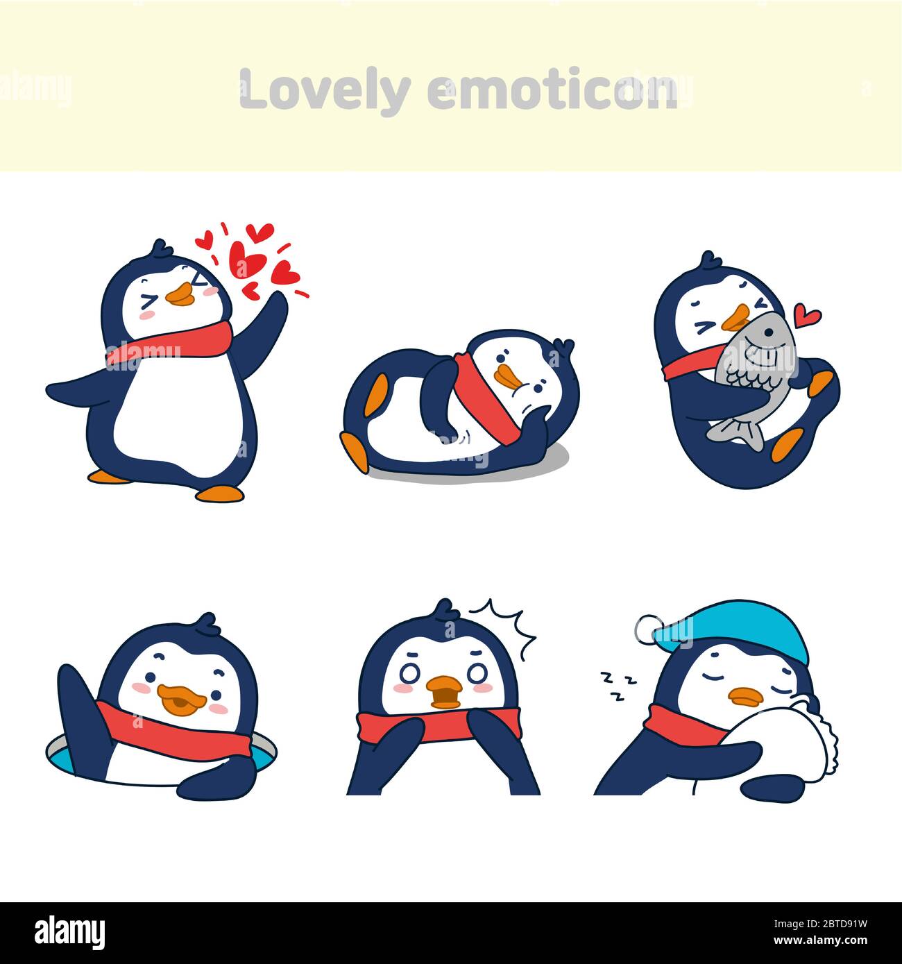 Cute lovely character emoticon set illustration 011 Stock Vector Image ...