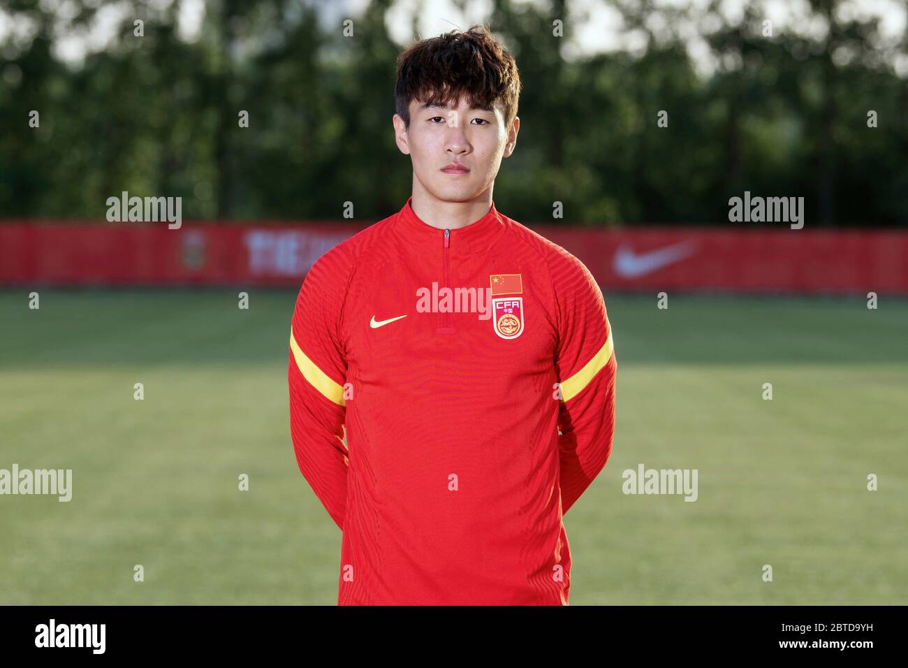 The photo of Chinese footballer Wei Shihao, while the China national ...